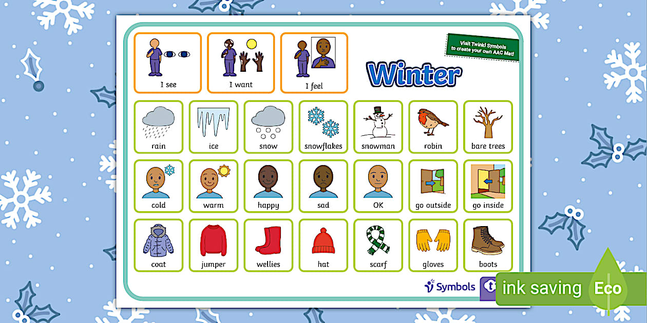 Twinkl Symbols: Winter AAC Mat (teacher made) - Twinkl