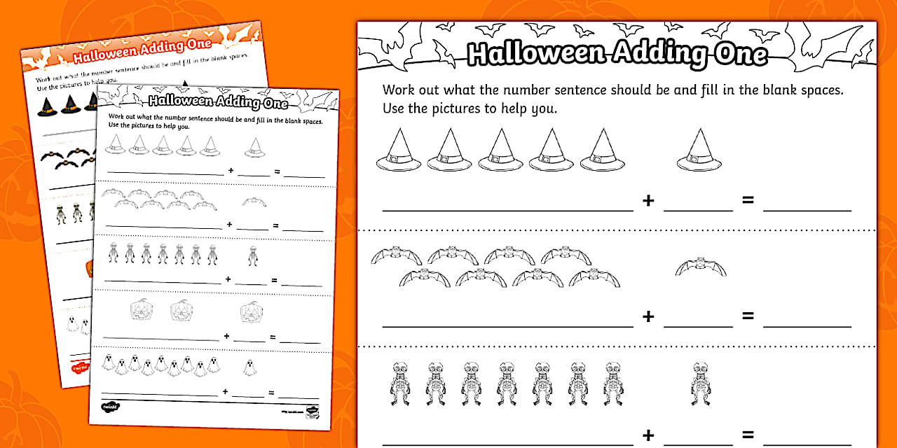 👉 Halloween Adding One Worksheet - Twinkl Halloween