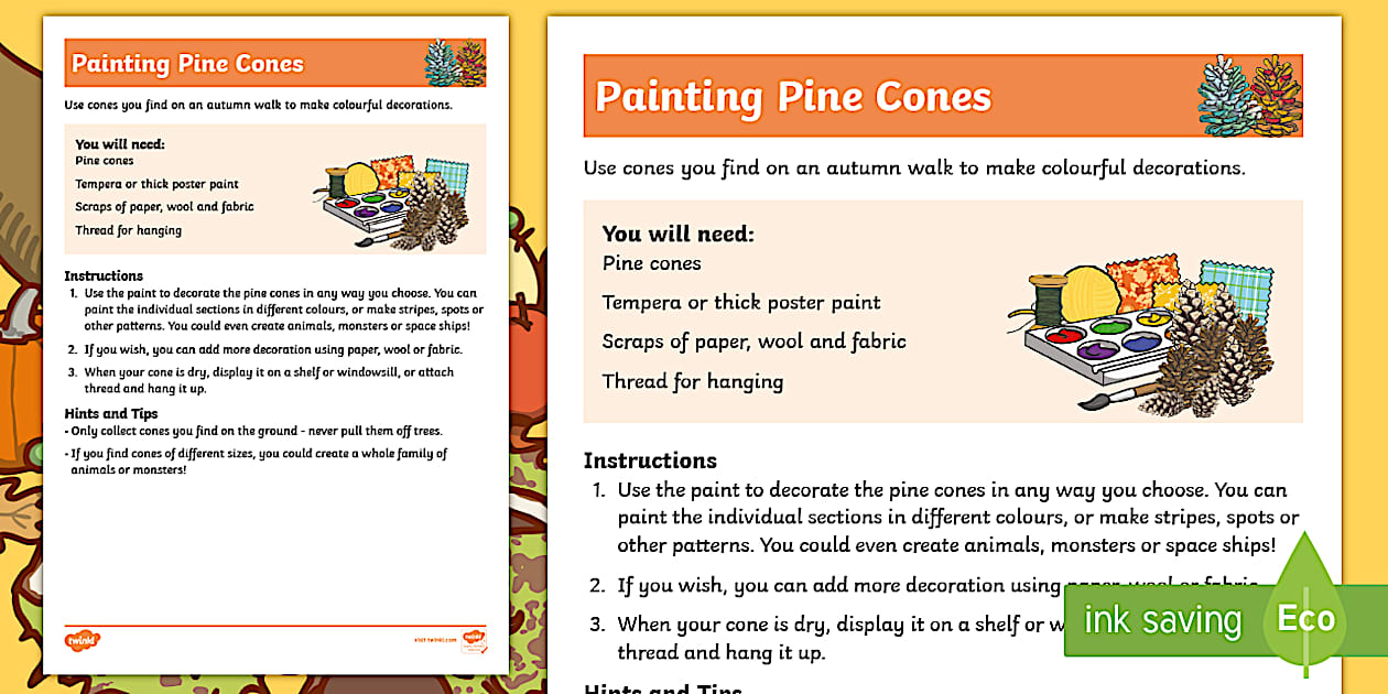 Painting Pine Cones Worksheet / Worksheet (teacher made)