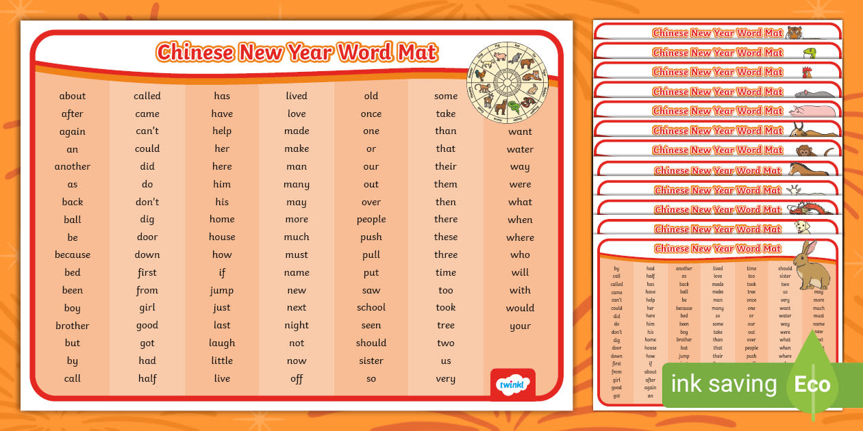 Chinese New Year Word Mat KS2 (teacher made) - Twinkl
