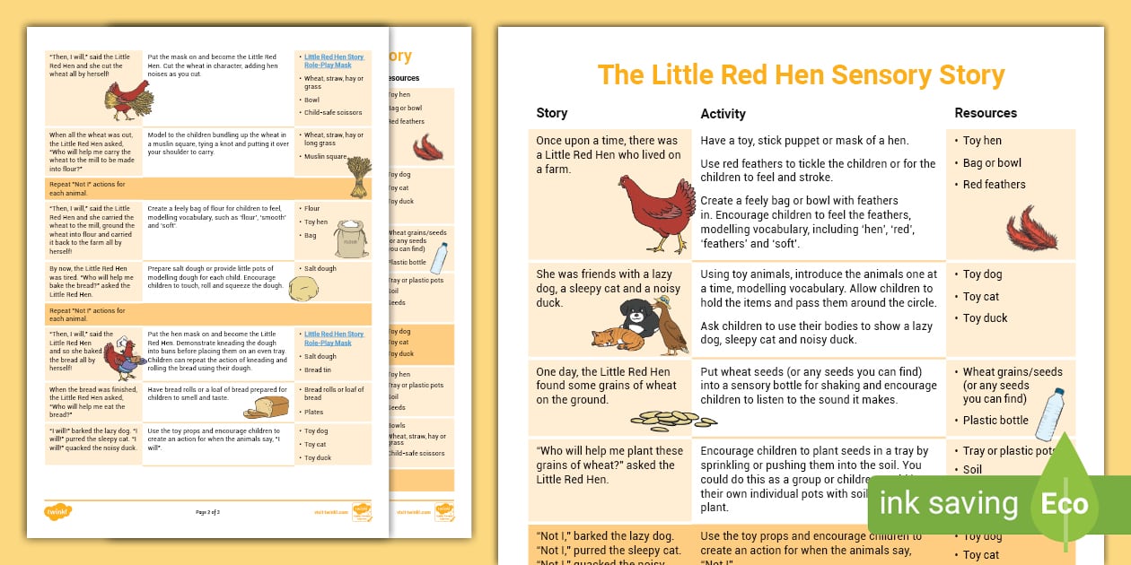 The Little Red Hen Sensory Story (teacher made) - Twinkl