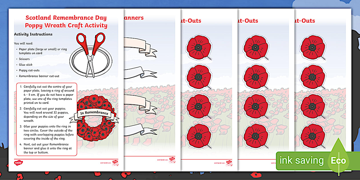 Scotland Remembrance Day Poppy Wreath Craft Activity