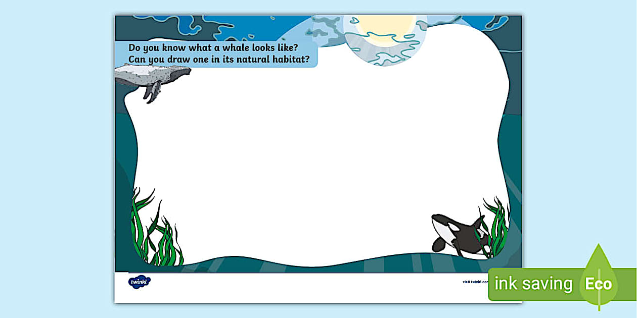 Drawing Prompt of a Whale Worksheet | Twinkl | KS1 | Drawing