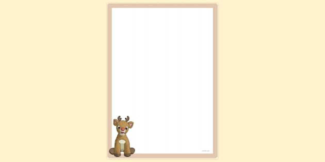 Simple Blank Rudolph Stuffed Toy Page Border | Twinkl