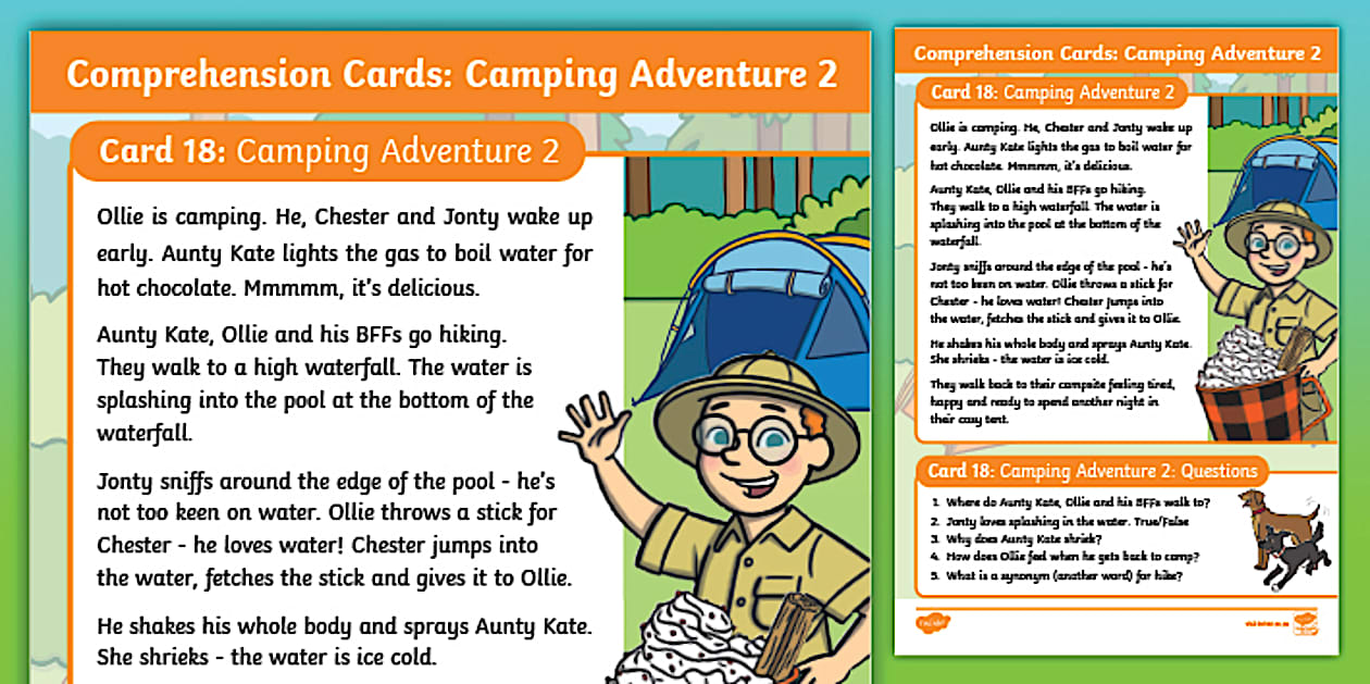 Comprehension Card: Camping Adventure 2 - Twinkl
