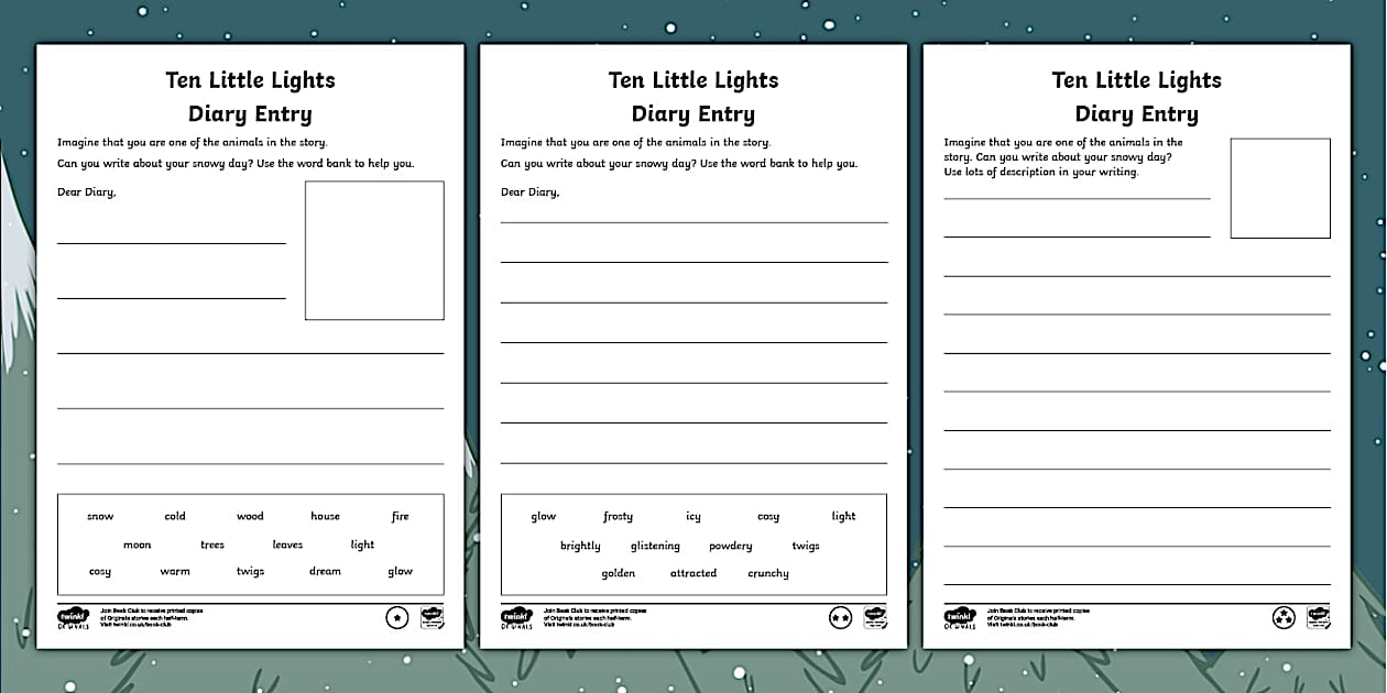 Ten Little Lights Diary Differentiated Writing Frames