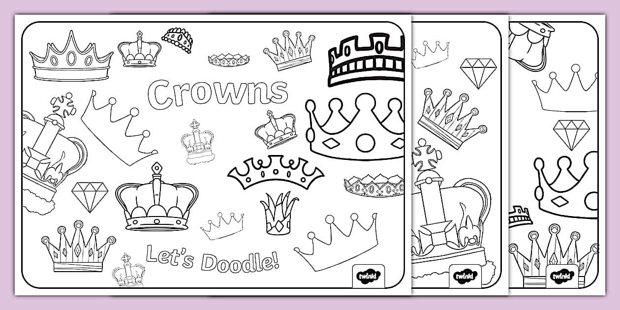 Crown Doodle Colouring Pages - Twinkl - KS1 (teacher made)