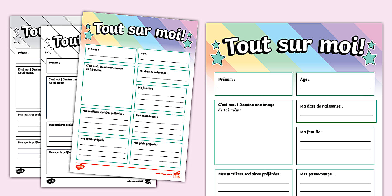 Fiche d'informations: Tout sur moi (teacher made) - Twinkl