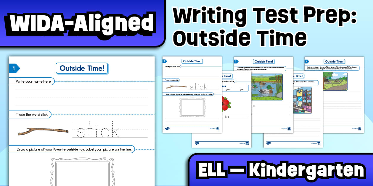 Kindergarten Writing Test Prep Worksheet for ELL