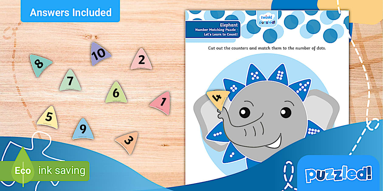 👉 Elephant Learn to Count Puzzle (teacher made) - Twinkl