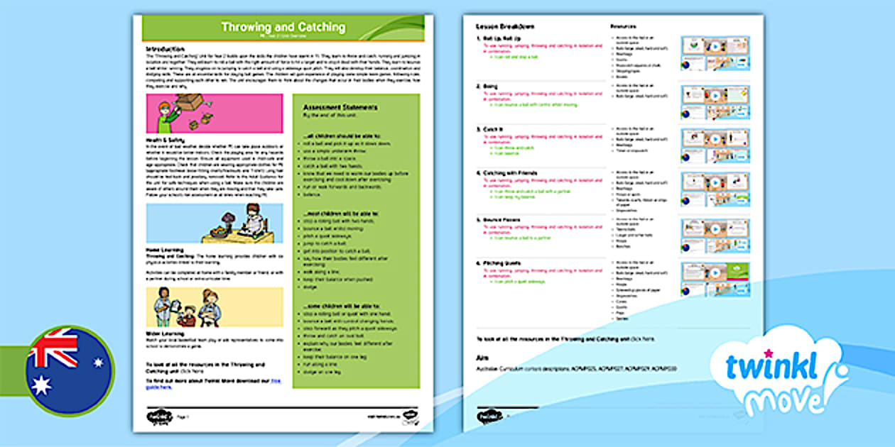 Move PE Year 2 Throwing and Catching Unit Overview - Twinkl