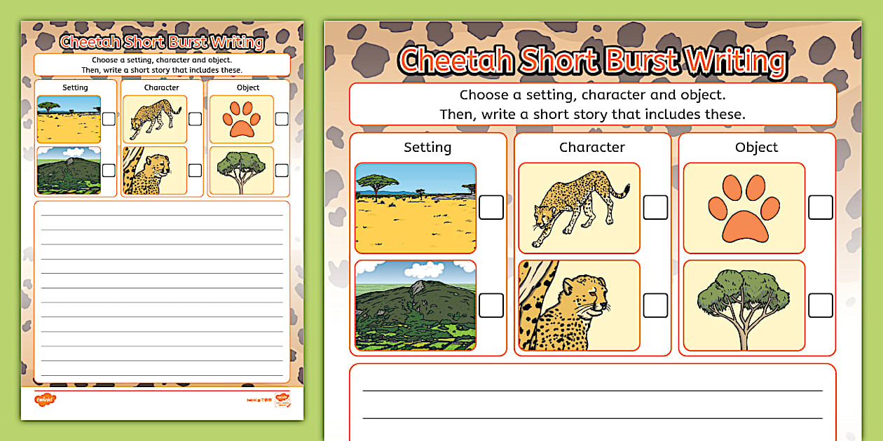 Cheetah Short Burst Writing Template (teacher made) - Twinkl