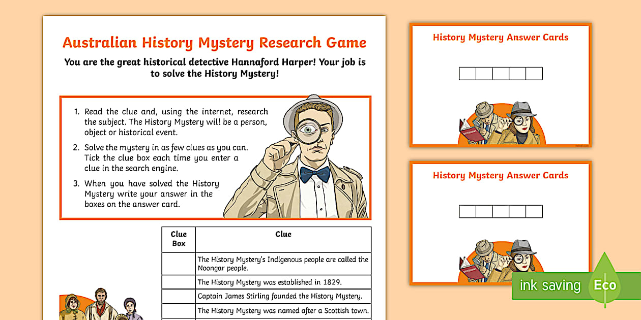 Perth History Mystery Research Game (teacher made) - Twinkl