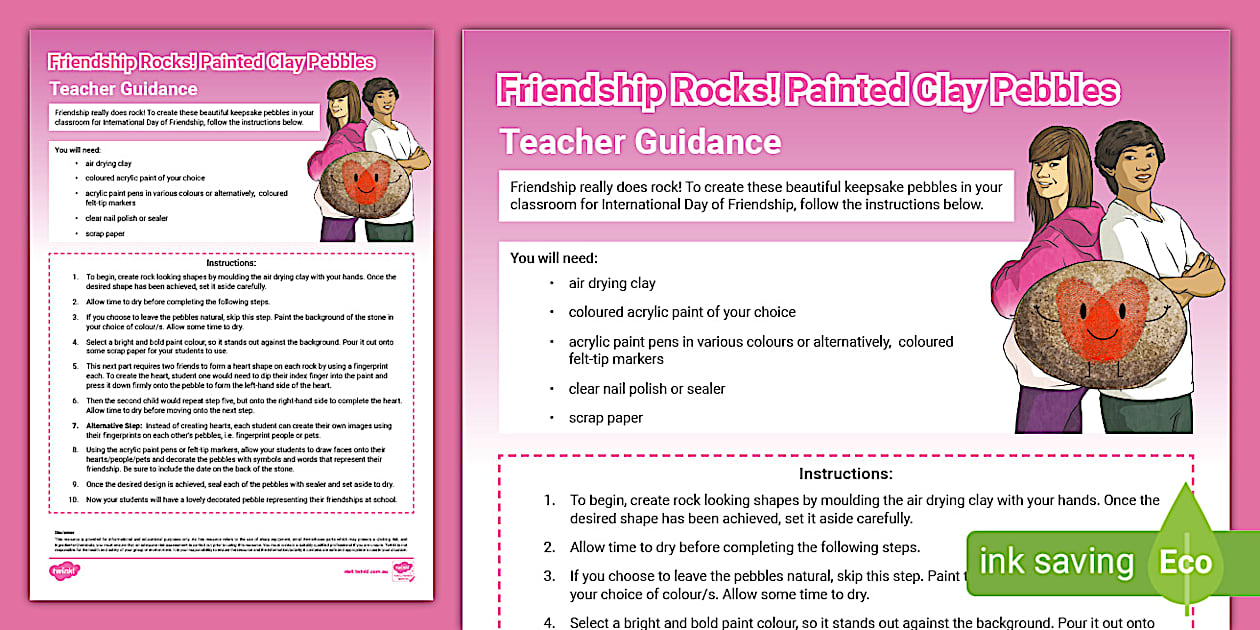 Friendship Rocks! Painted Clay Pebbles Activity - Twinkl