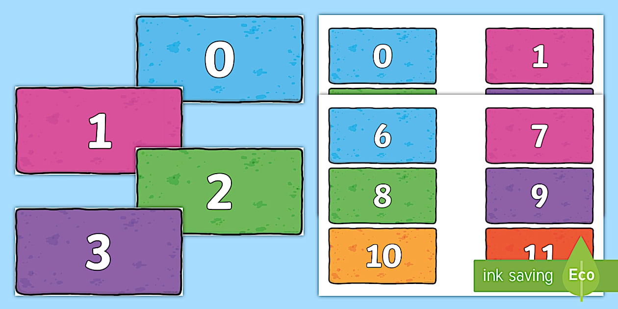 Numbers 0-200 on Multicoloured Bricks - Numbers 0-200 on Colourful Speech