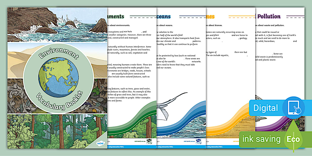 Environment Vocabulary Exercises Activity Book | Twinkl