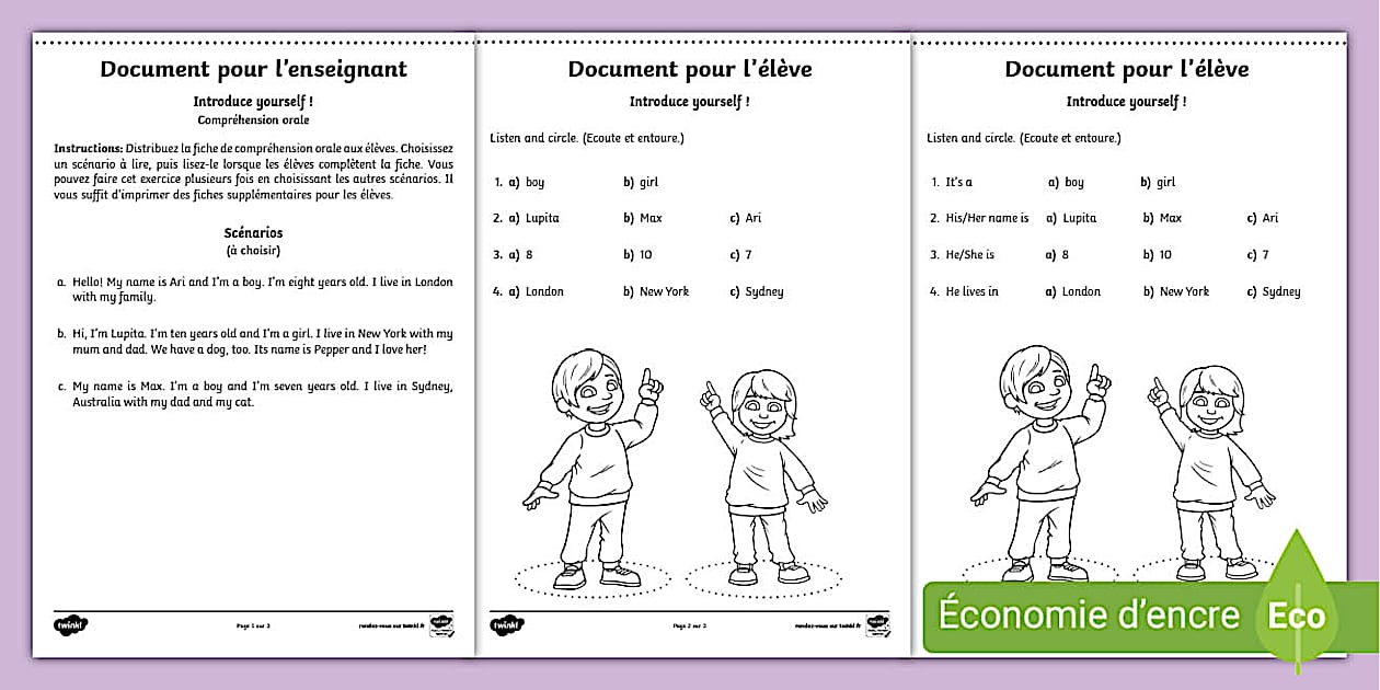 Compréhension orale : se présenter en anglais - Twinkl