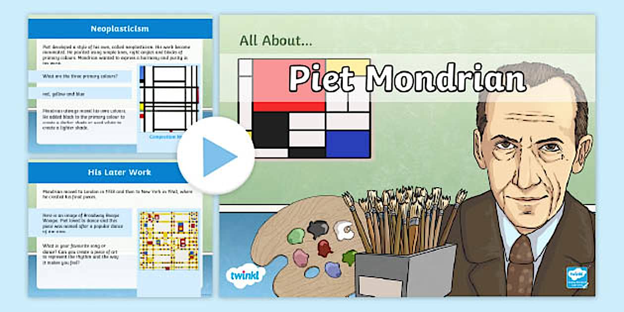 All About Piet Mondrian PowerPoint (teacher made) - Twinkl