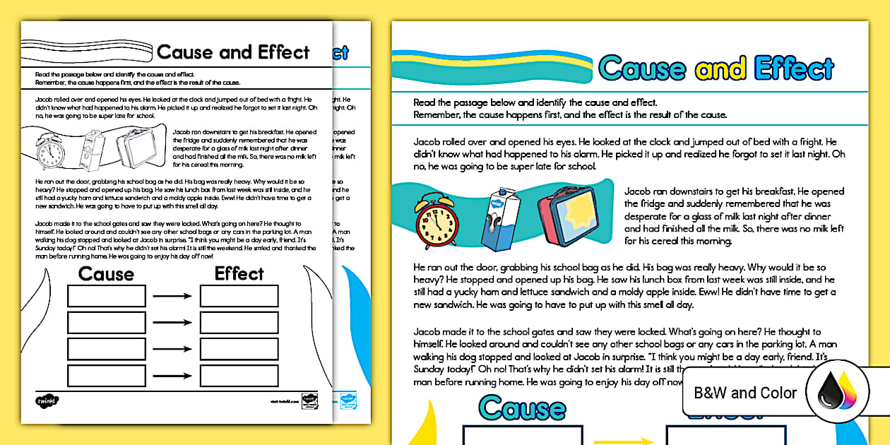 Second Grade Cause and Effect Reading Passage Worksheet