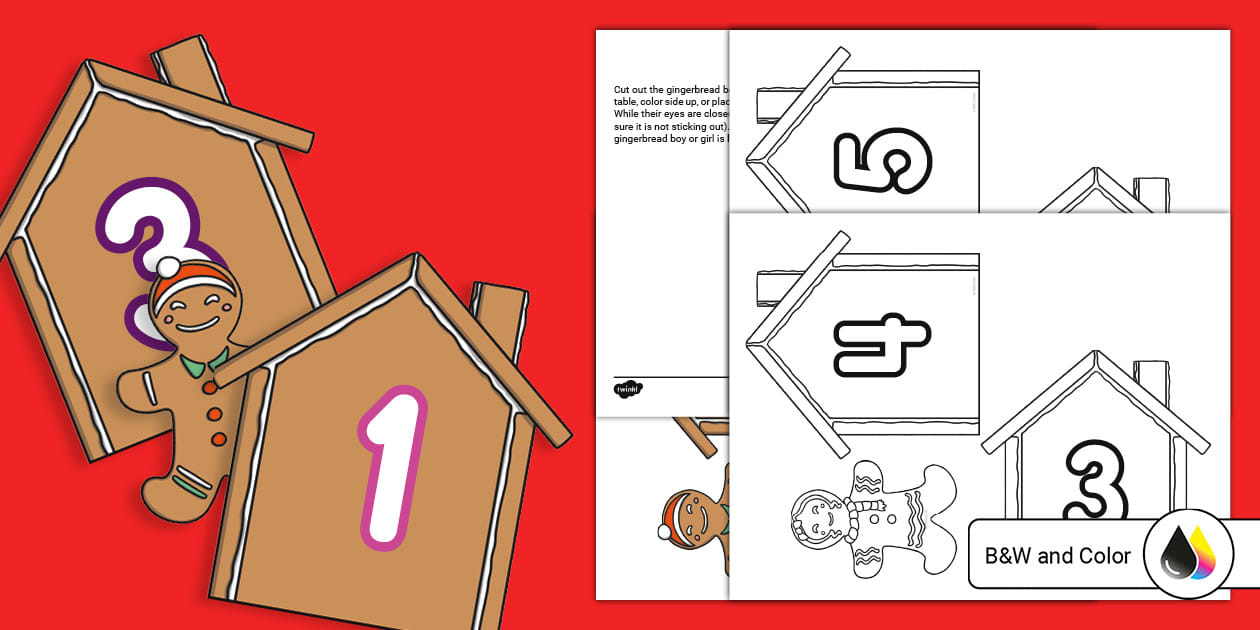 Hide the Gingerbread Number Recognition 1-20 Activity Worksheet