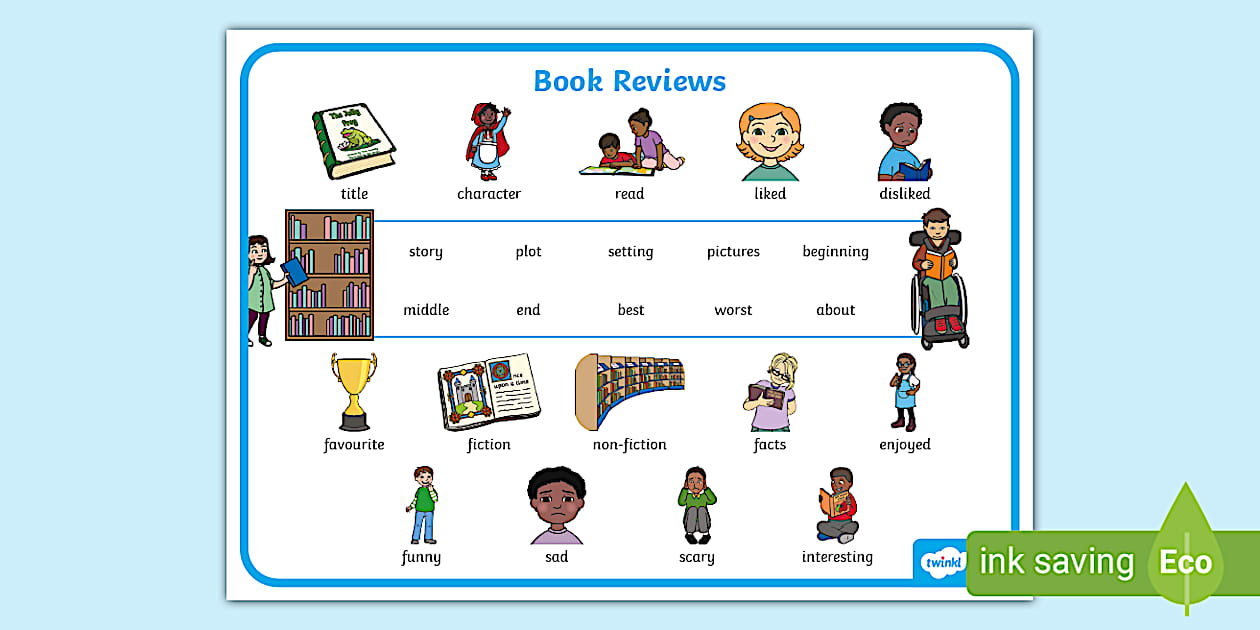 Book Review Word Mat - Reading - KS1 - Twinkl