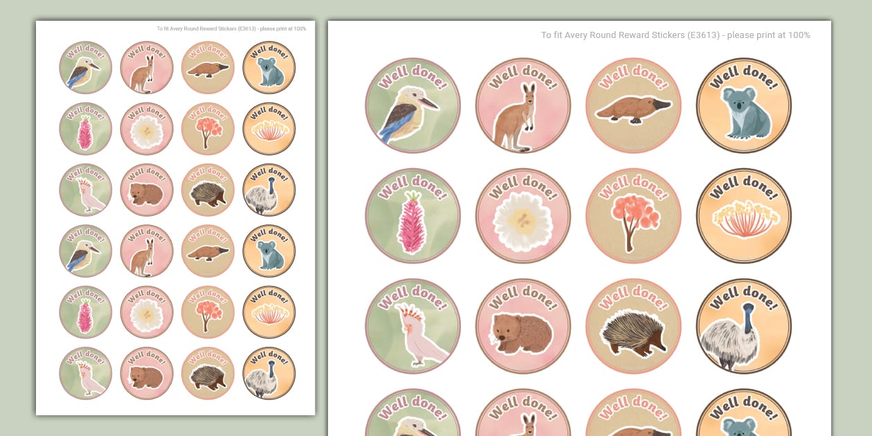 Home Among The Gum Trees Themed Well Done! Stickers - Twinkl