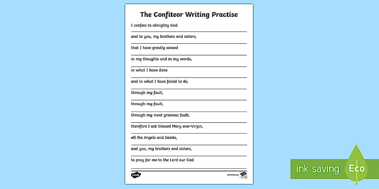 The Confiteor Writing Practise Activity (teacher made)