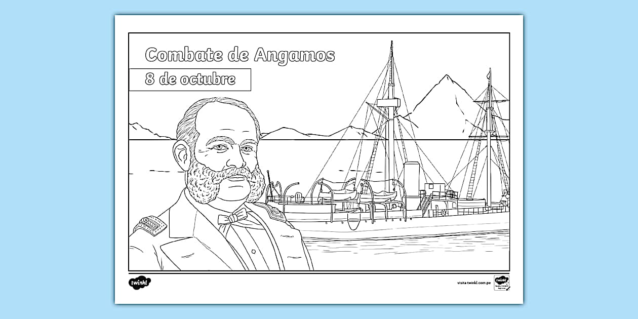 Ficha de colorear: Combate de Angamos | Twinkl Perú