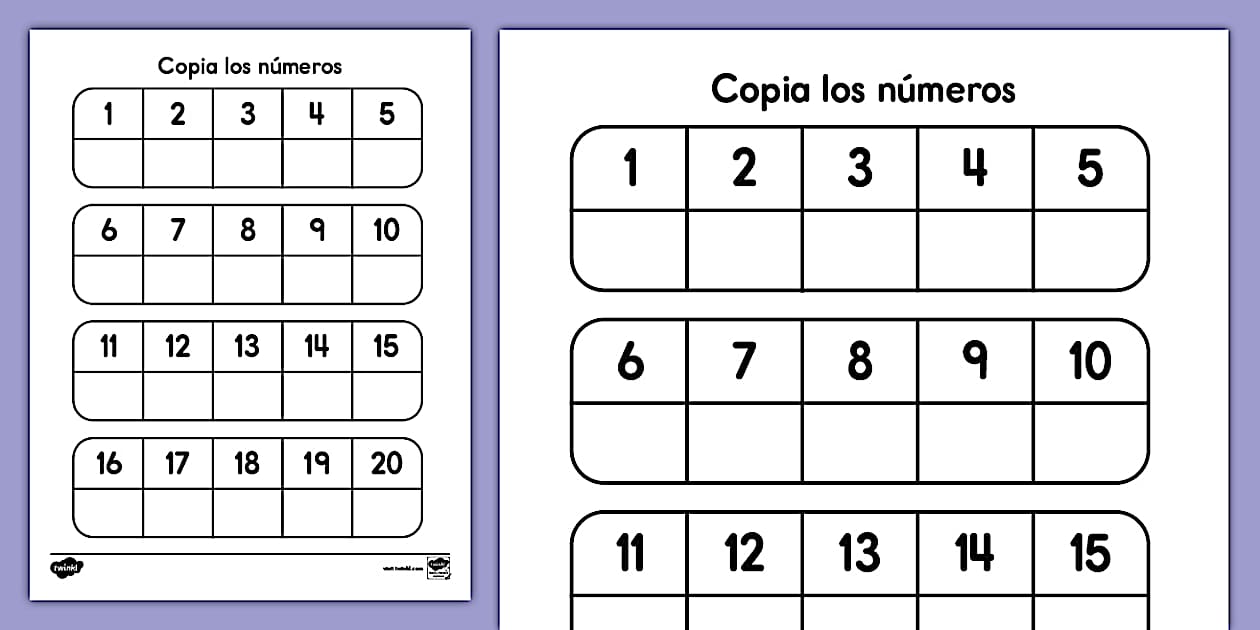 Escritura: Copia los números (teacher made) - Twinkl
