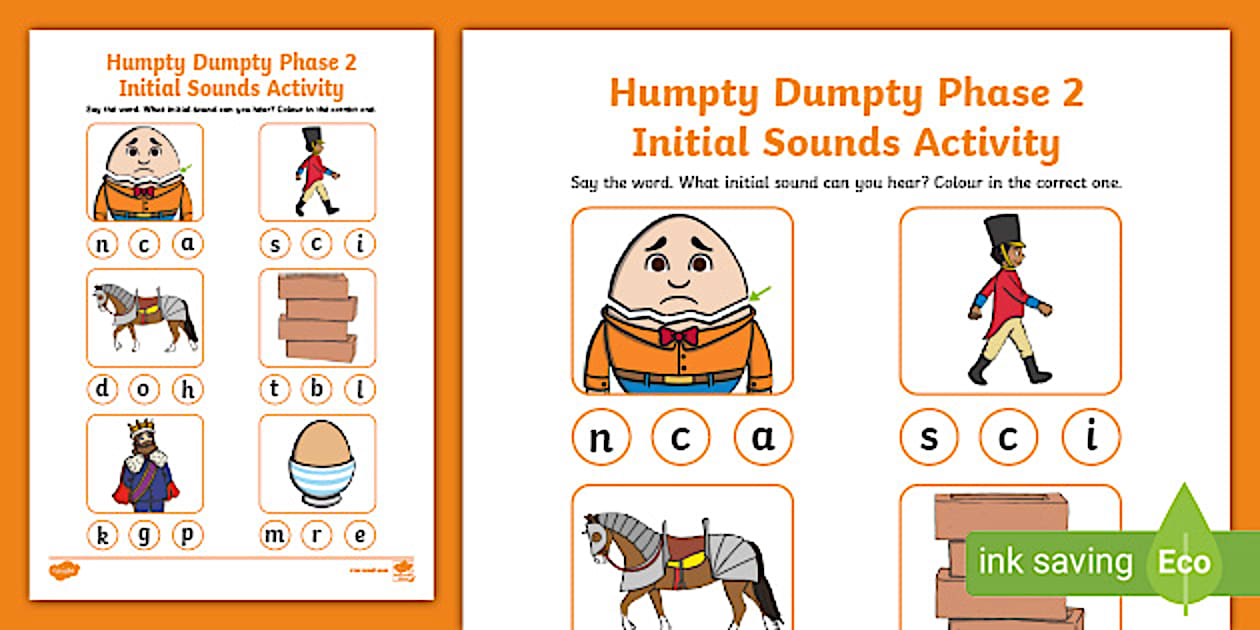 Humpty Dumpty Phase 2 Initial Sounds Activity - Twinkl