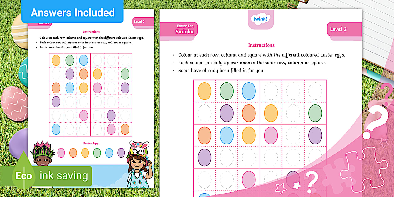 Easter Egg Sudoku Puzzle – L2 – Twinkl Puzzled - Twinkl