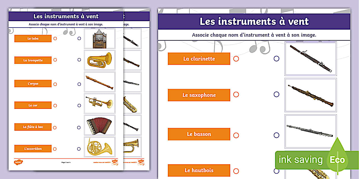 Les instruments à vent (teacher made) - Twinkl