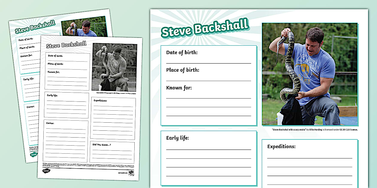 Steve Backshall Fact File Template (teacher made) - Twinkl