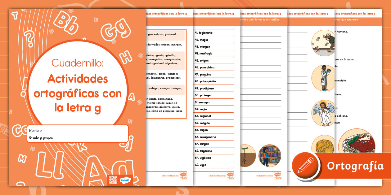 Actividades ortográficas con la letra g - cuadernillo