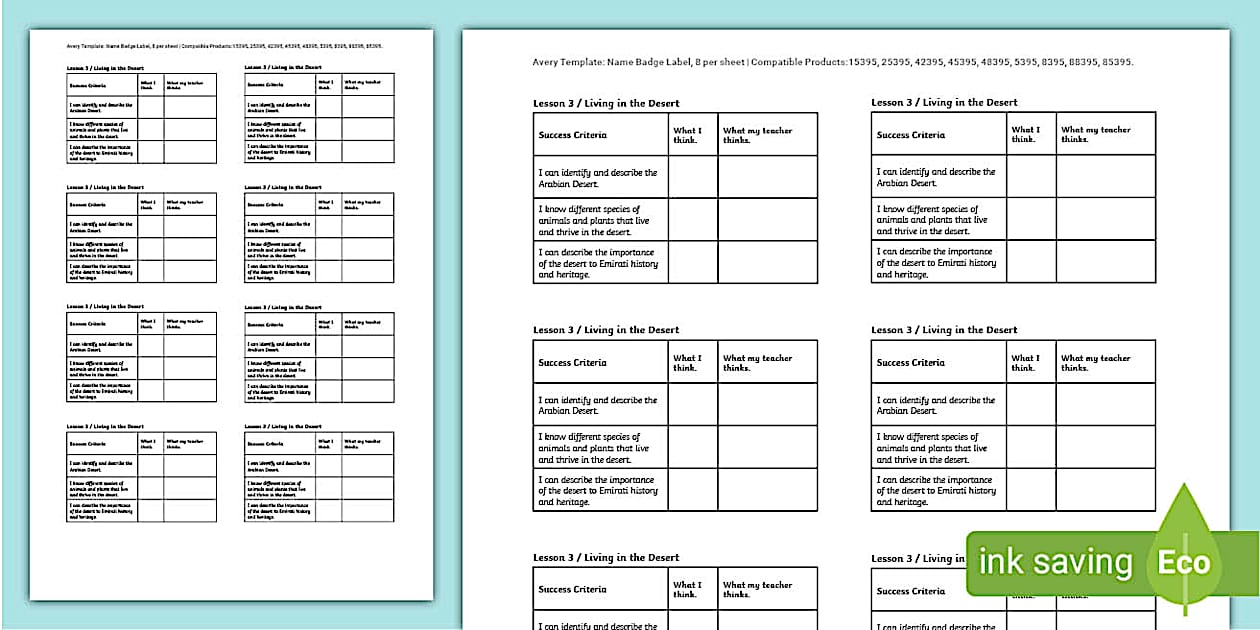 Success Criteria - Lesson 3 - Living in the Desert - Twinkl