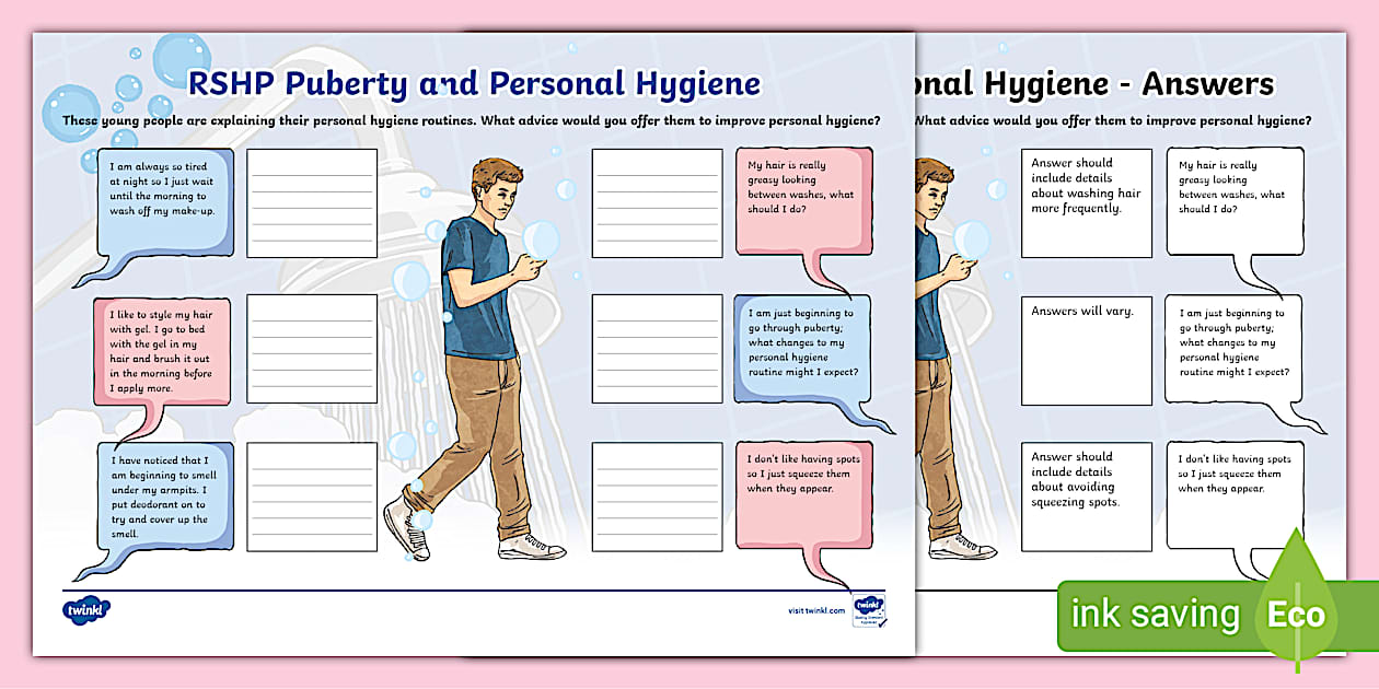 RSHP Puberty and Personal Hygiene Activity Sheet - Twinkl