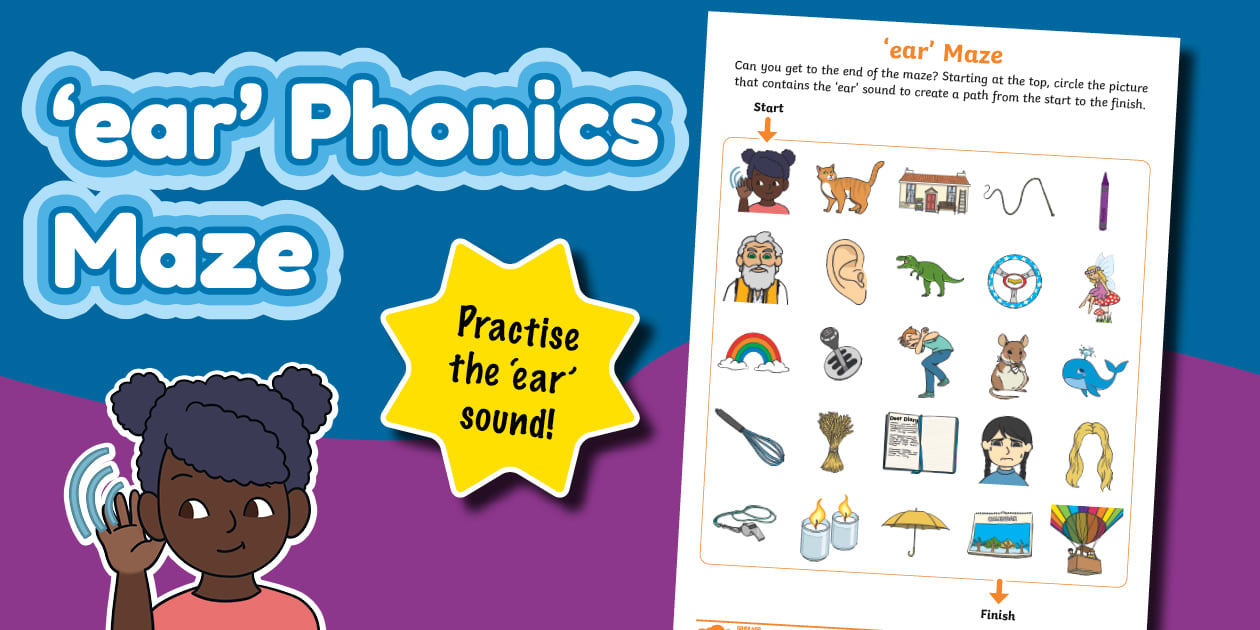 'ear' Phonics Maze