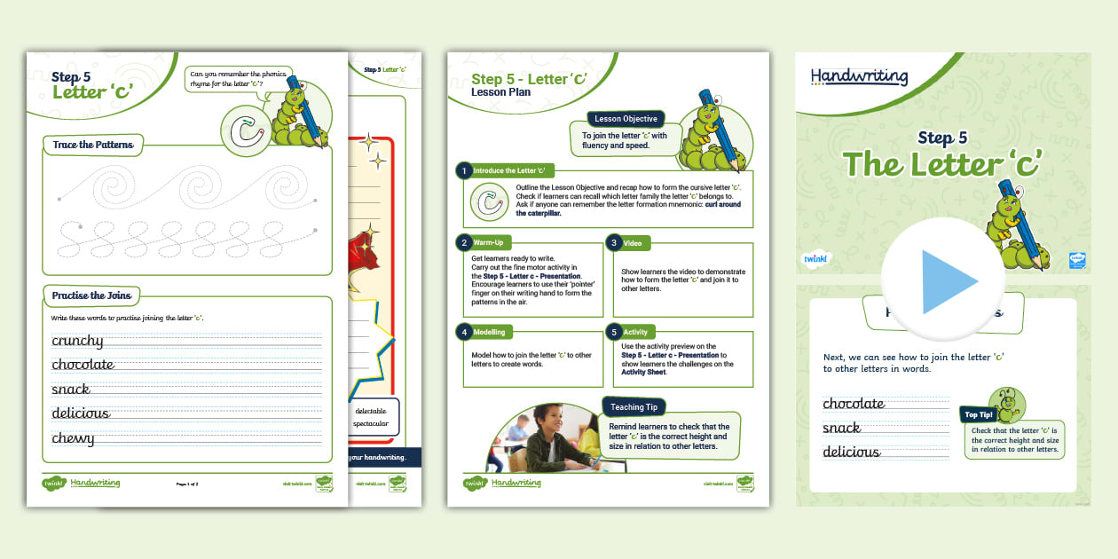 Step 5 Curly Caterpillar Letter 'c' Handwriting Pack