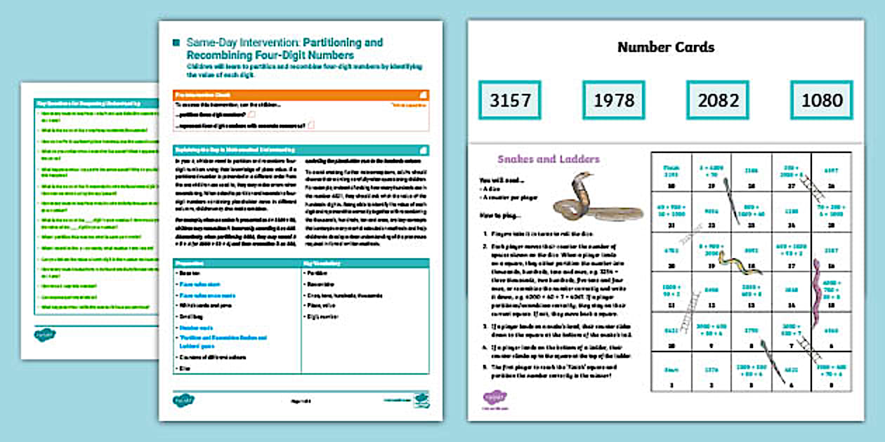 👉 Y4 Intervention: Partitioning Recombining 4-Digit Numbers