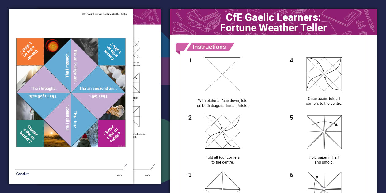 CfE Gaelic Learners: Fortune Weather Teller (Teacher-Made)