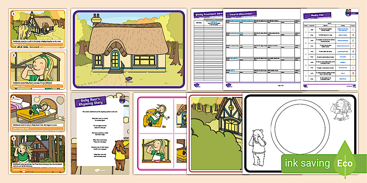 Phonics Level 1 Week 7 - Goldilocks and the Three Bears Weekly Lesson Pack