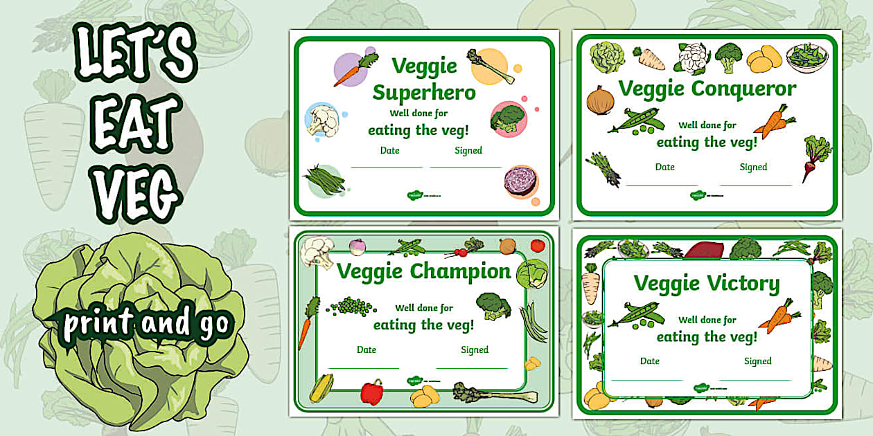Let's Eat the Veg! Certificates