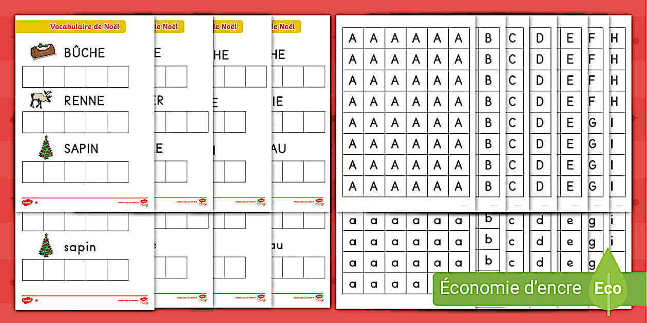 Découpe et colle les lettres - vocabulaire de Noël