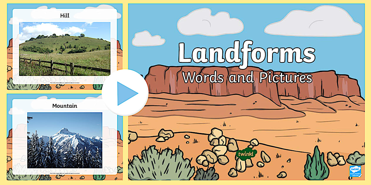 Landforms Words and Photos PowerPoint for K-2nd Grade
