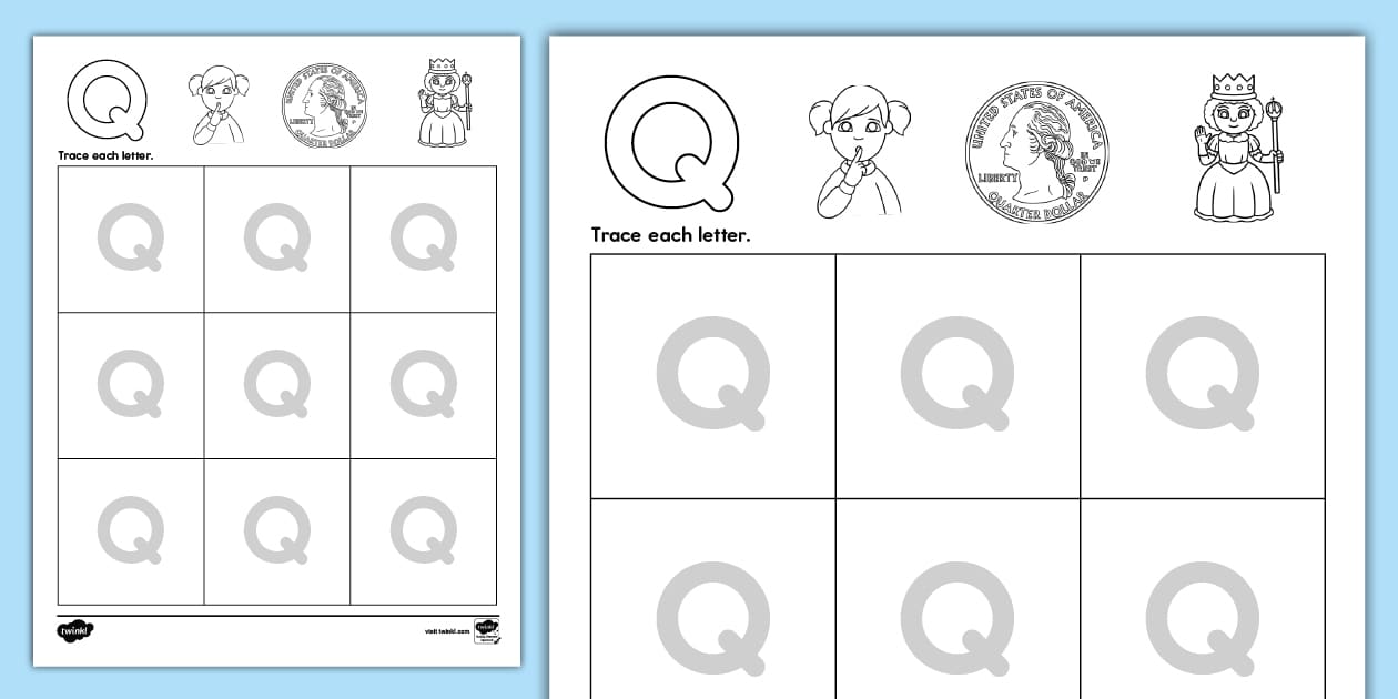 Uppercase Letter Q Tracing Worksheet (teacher made) - Twinkl