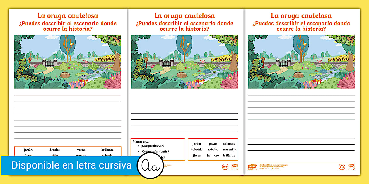 Hoja de actividad: Describiendo la oruga cautelosa- Guía de trabajo