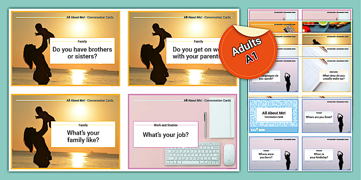 All About Me! Speaking Cards for ESL Beginners [Adults, A1]