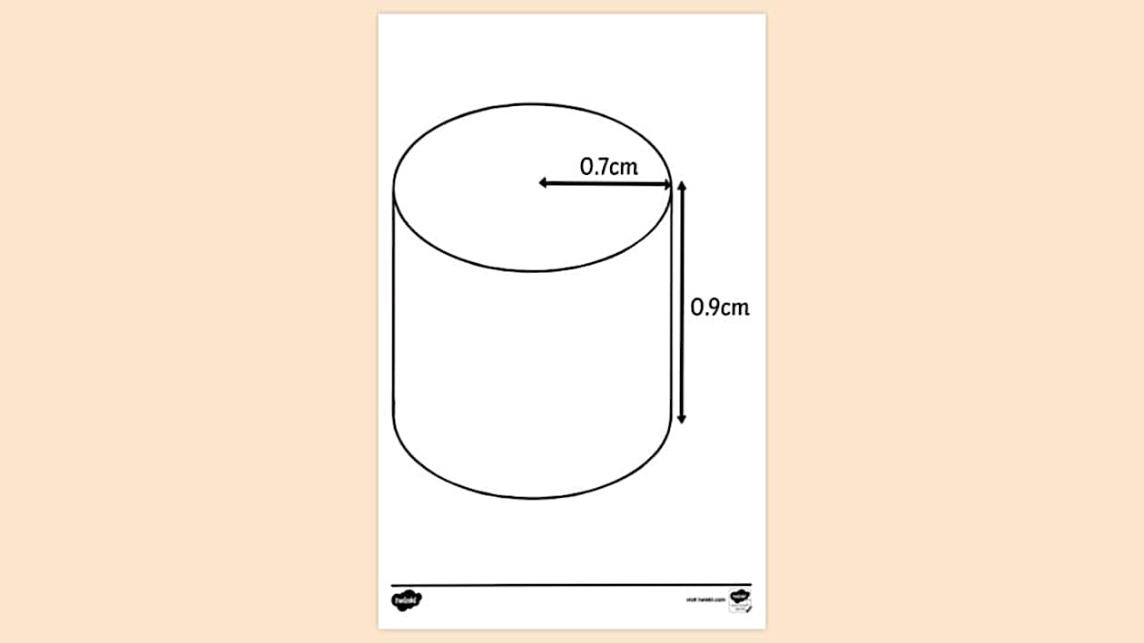 Cylinder volume and surface area Labelled | Colouring Sheets