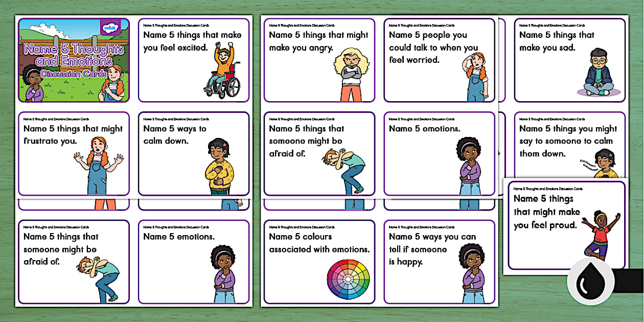Name 5 Thoughts and Emotions Discussion Cards (teacher made)