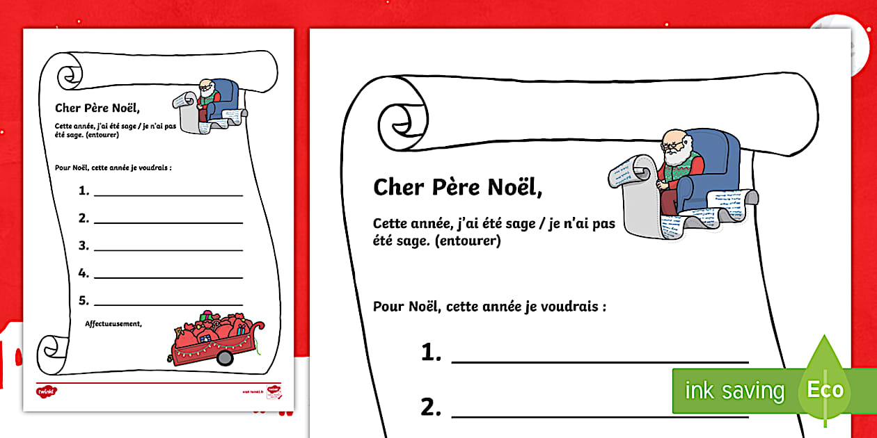 Liste pour le Père Noël (teacher made) - Twinkl
